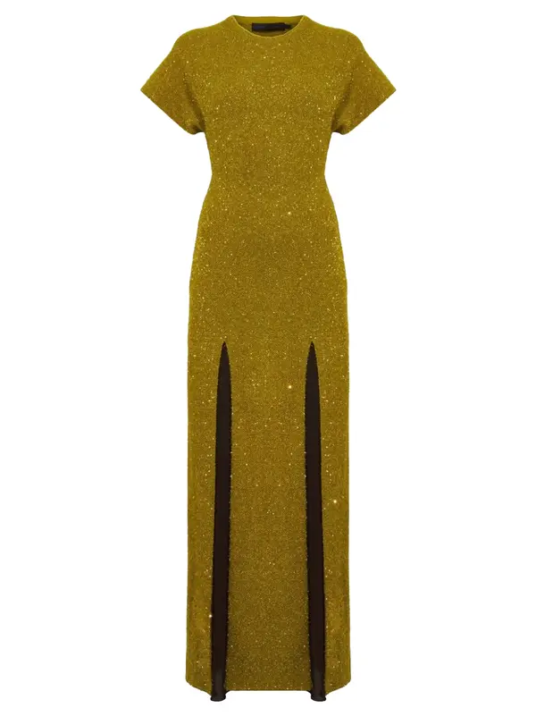 Proenza Schouler Sequin Embellished Maxi Dress - Yellow