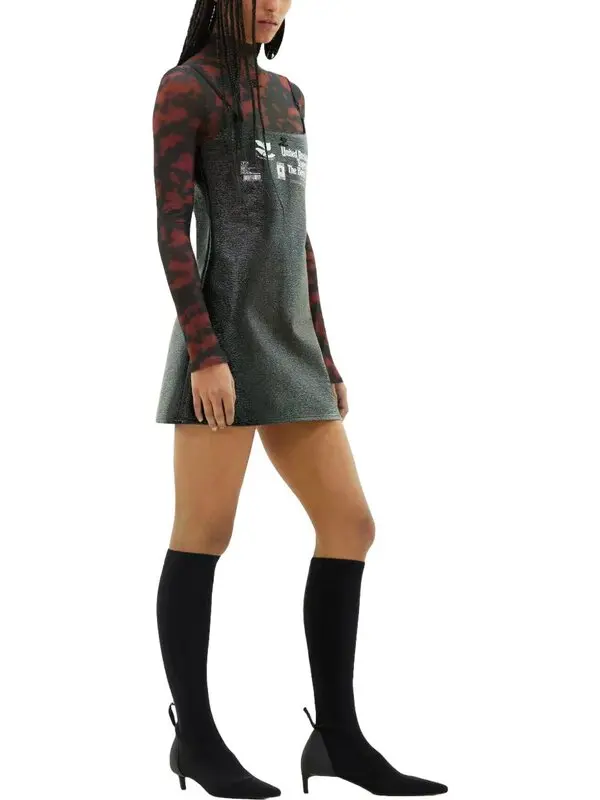 COURREGES Text-print Textured Minidress - Black