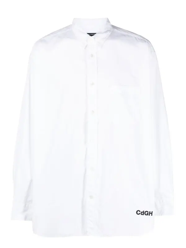 Comme Des Garçons Logo-patch Cotton Shirt - White