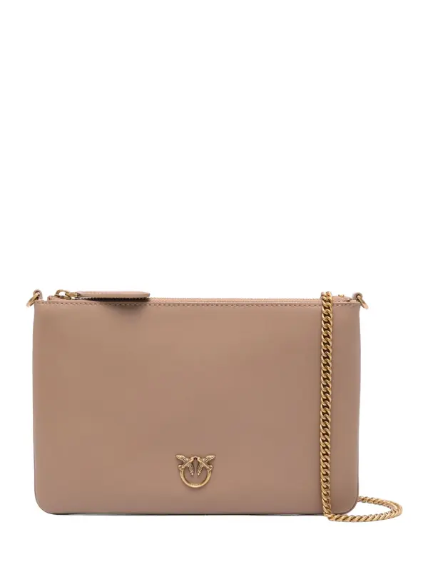 Pinko Love Birds-plaque Leather Crossbody Bag - Neutrals