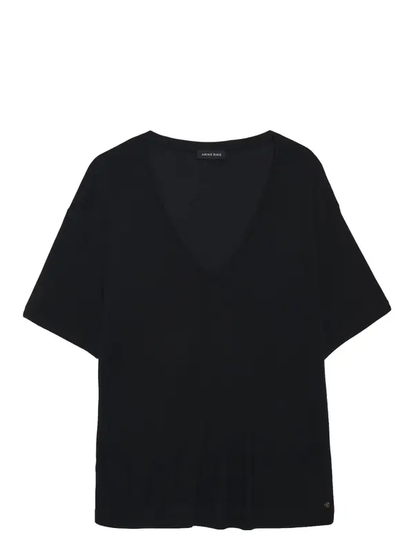 ANINE BING Vale V-neck T-shirt - Black