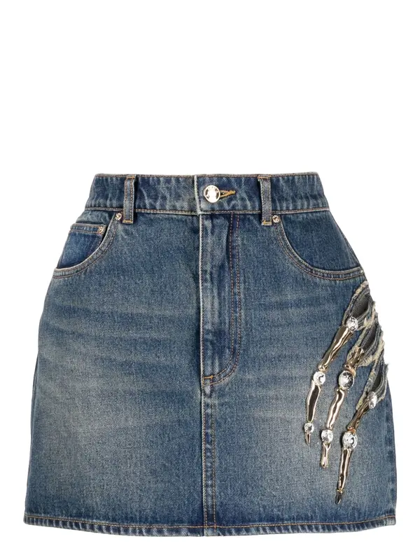 AREA Claw Cut Denim Miniskirt - Blue