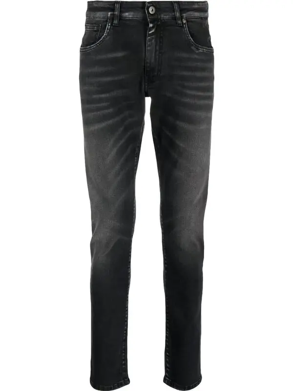 SALVATORE SANTORO Logo-patch Slim-fit Jeans - Grey
