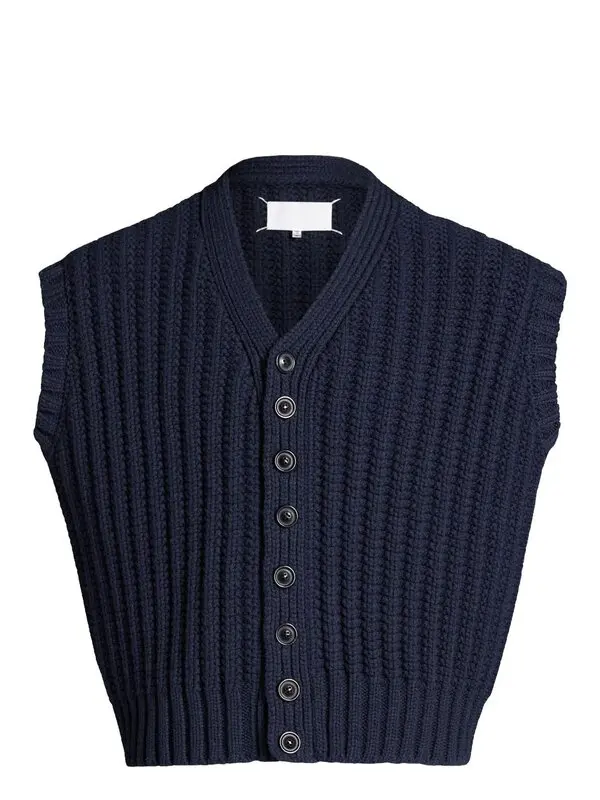 MAISON MARGIELA Ribbed-knit Wool Vest - Blue
