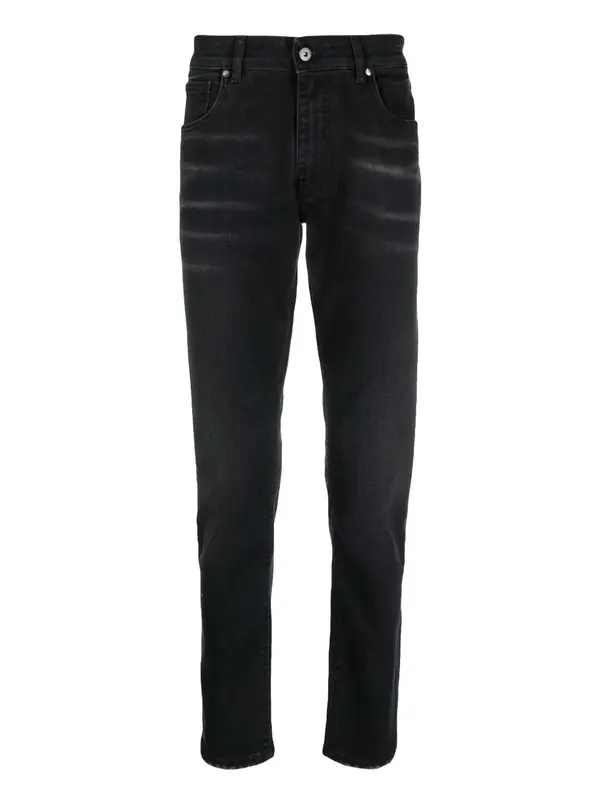 SALVATORE SANTORO Logo-patch Slim-fit Jeans - Black