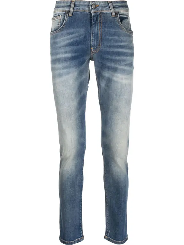 SALVATORE SANTORO Logo-patch Slim-fit Jeans - Blue