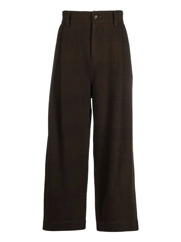 ZIGGY CHEN Plaid Wide-leg Trousers - Green