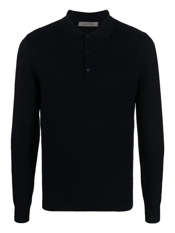 Corneliani Virgin Wool Polo Shirt - Blue