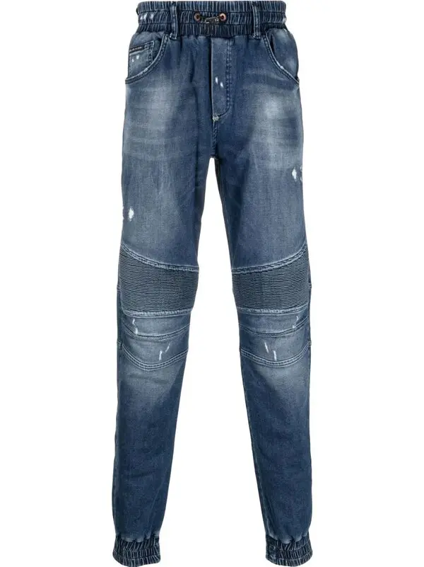 Philipp Plein Mid-rise Tapered-leg Jeans - Blue