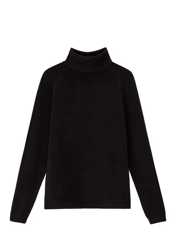 Lafayette 148 New York Crepe Relaxed Fit Turtleneck Sweater - Black