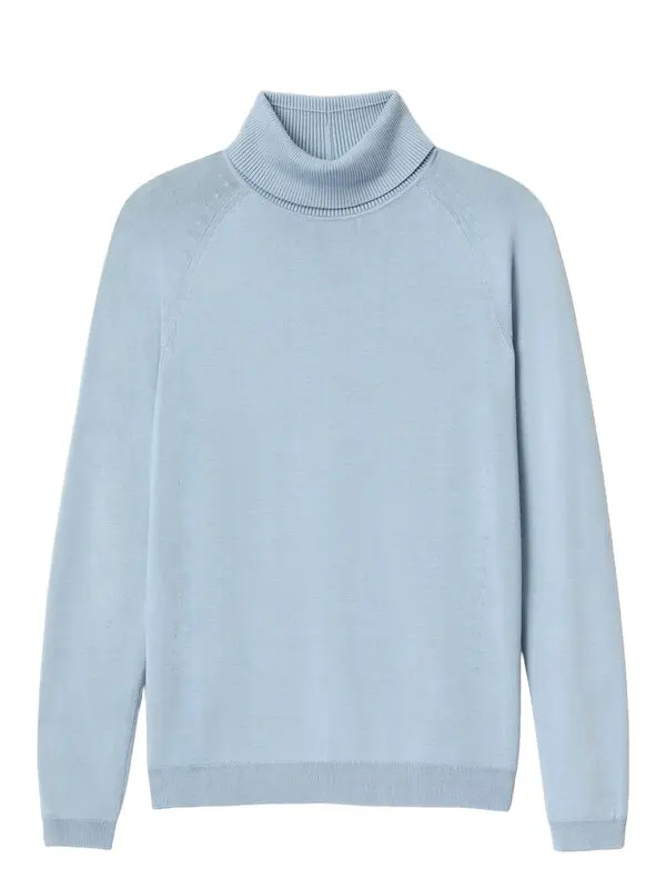 Lafayette 148 New York Crepe Relaxed Fit Turtleneck Sweater - Bluebell