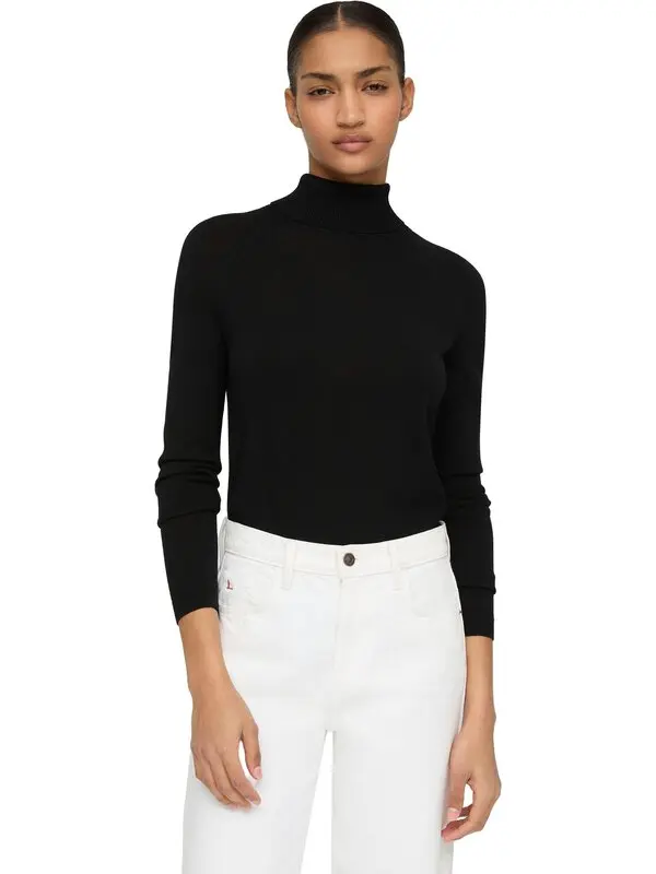 Lafayette 148 New York Relaxed Fit Turtleneck Sweater - Black
