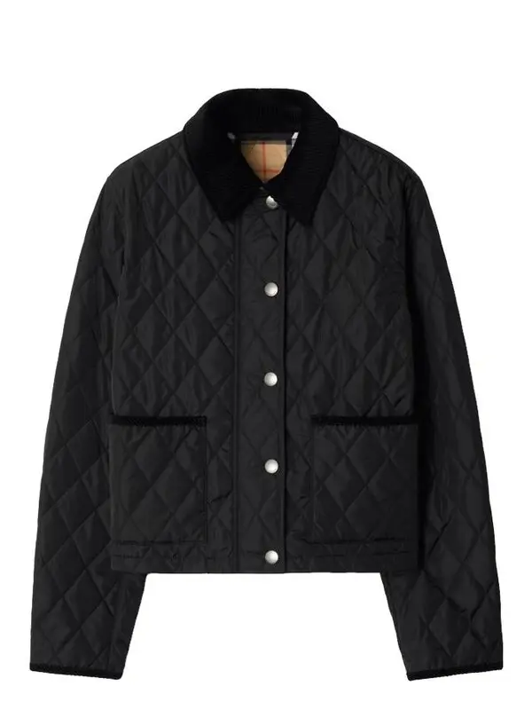 Burberry Quilted Nylon Cropped Jacket - Black/sand