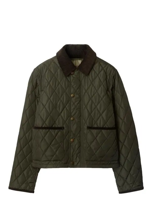 Burberry Quilted Nylon Cropped Jacket - Shale Green/brush Brown