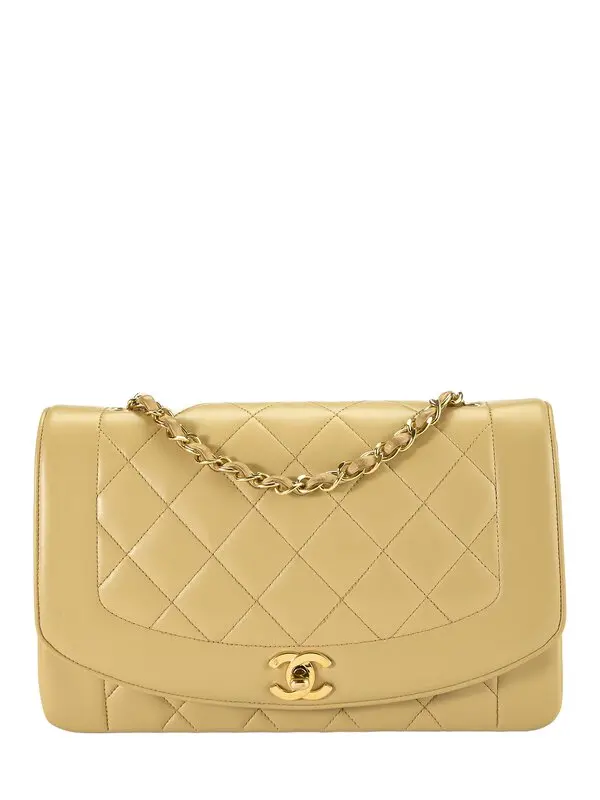 Chanel Quilted Lambskin Diana Flap Medium - Beige