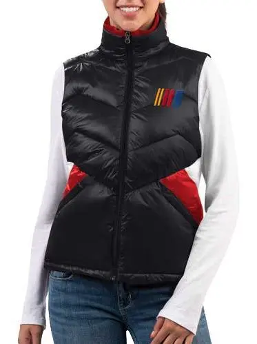 G-III 4HER BY CARL BANKS Nascar Merchandise Puffer Vest - Black