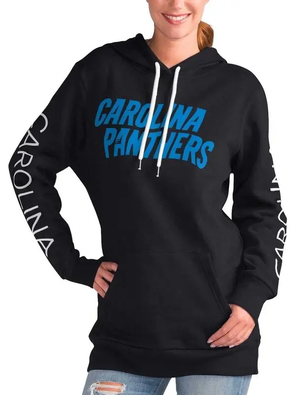 G-III 4HER BY CARL BANKS Carolina Panthers Extra Inning Pullover Hoodie - Black