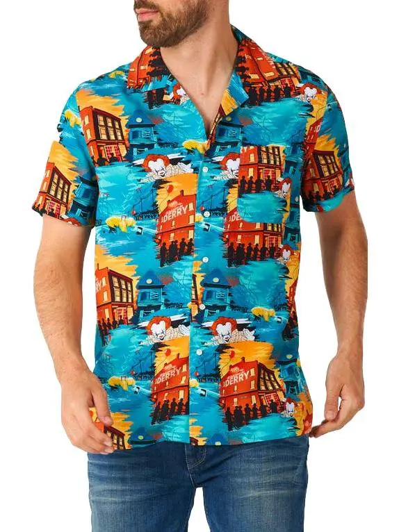 Opposuits It Short Sleeve Button-up Camp Shirt - Blue Multi
