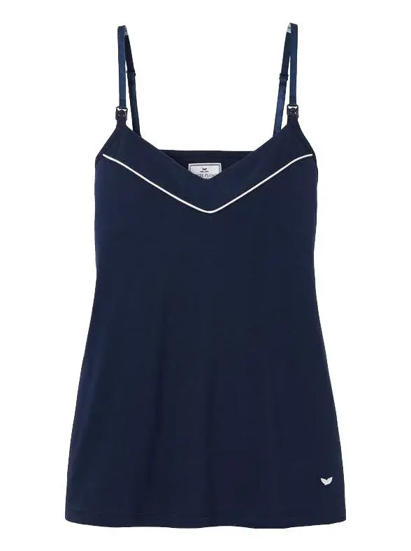 PETITE PLUME Luxe Pima Cotton Maternity/nursing Camisole - Navy