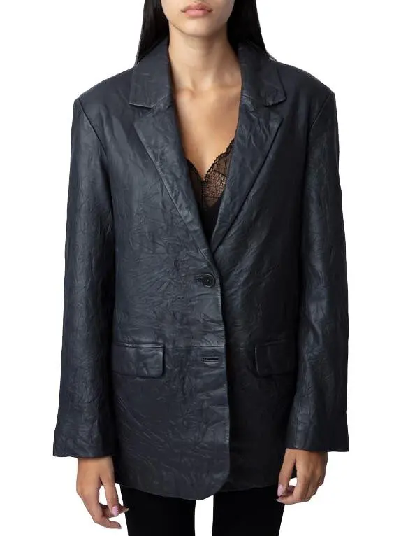 Zadig&Voltaire Venturi Crinkled Leather Jacket - Anthracite