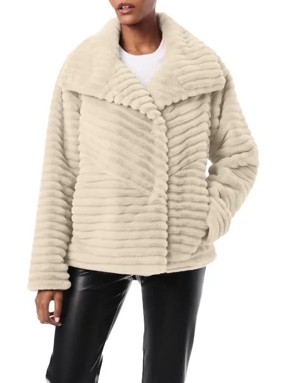 Bernardo Grooved Faux Fur Jacket - Oatmeal