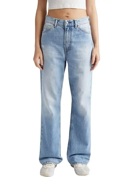 Acne Studios 1977 Distressed High-rise Jeans - Light Blue
