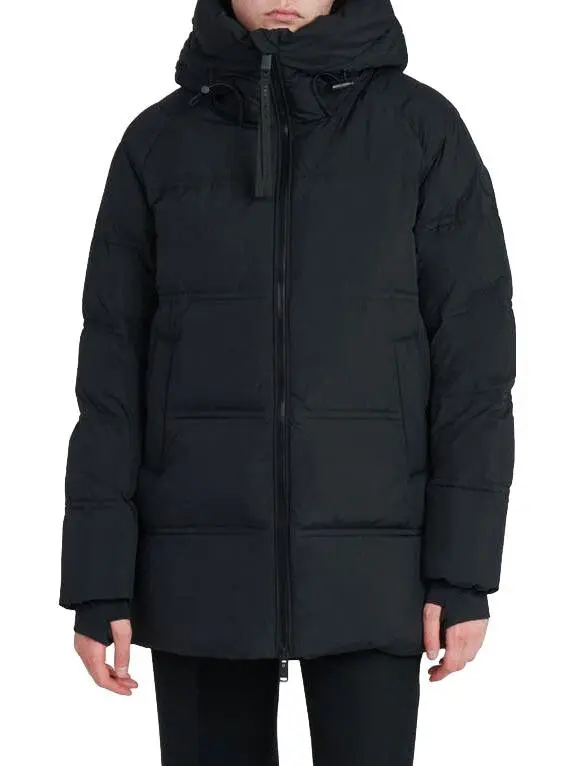 THE RECYCLED PLANET COMPANY Orva Water Resistant Hooded Down Puffer Jacket - Black