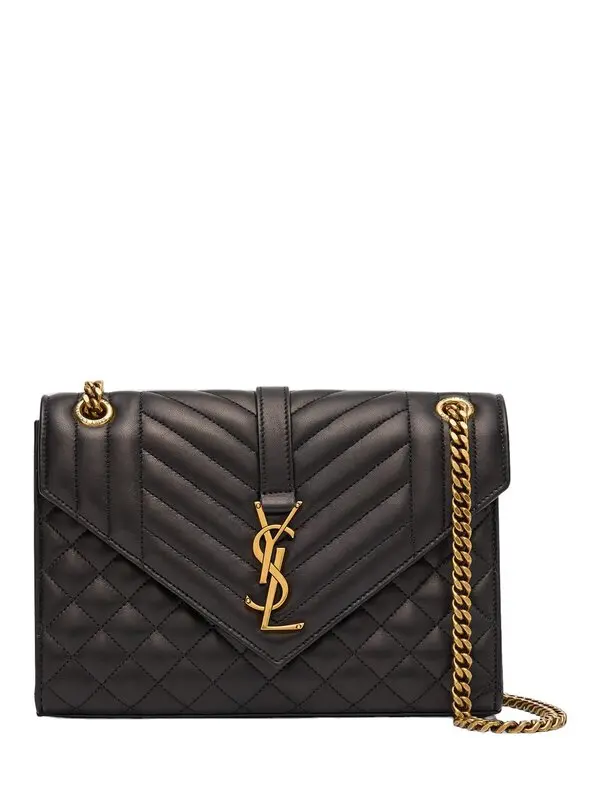 Saint Laurent Envelope Triquilt Medium Shoulder Bag - Noir