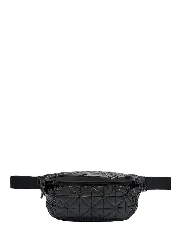 VEECOLLECTIVE Quilted Nylon Belt Bag - Black Vinyl