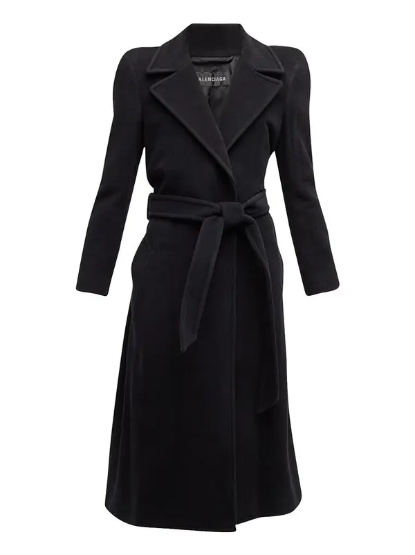 Balenciaga Round Shoulder Fitted Coat - 1000 Black