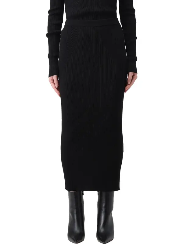 Alexander McQueen Ribbed Wool Blend Pencil Skirt - Black