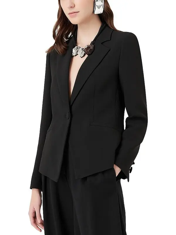 Emporio Armani Cady Crepe Blazer - Solid Black