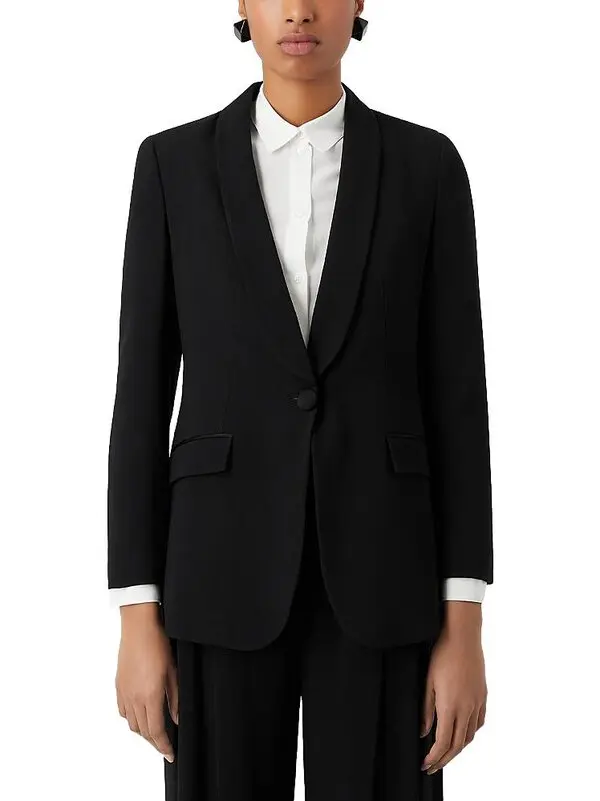Emporio Armani Enver Satin Shawl Lapel Blazer - Solid Black