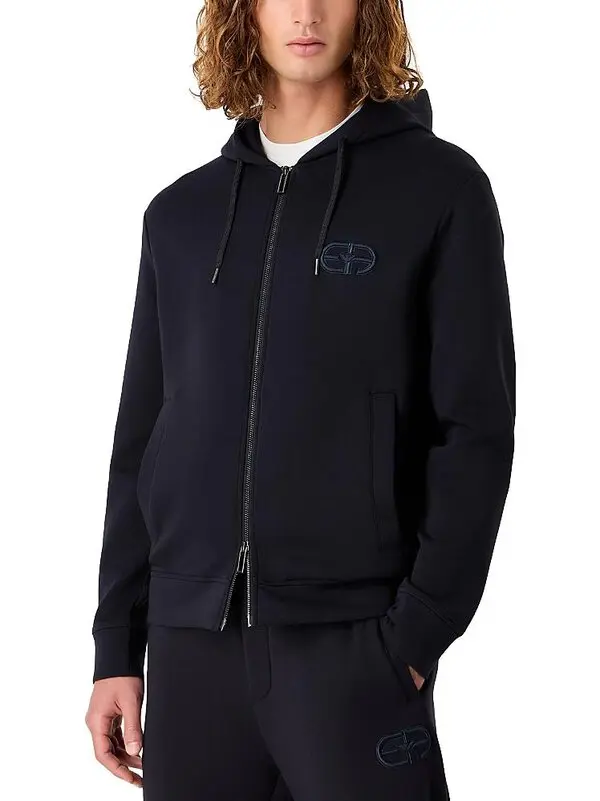 Emporio Armani Essential Ea Recreate Jersey Zip Hoodie - Navy Blue