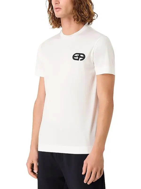 Emporio Armani Essential Ea Recreate Embroidered Logo Tee - Off White