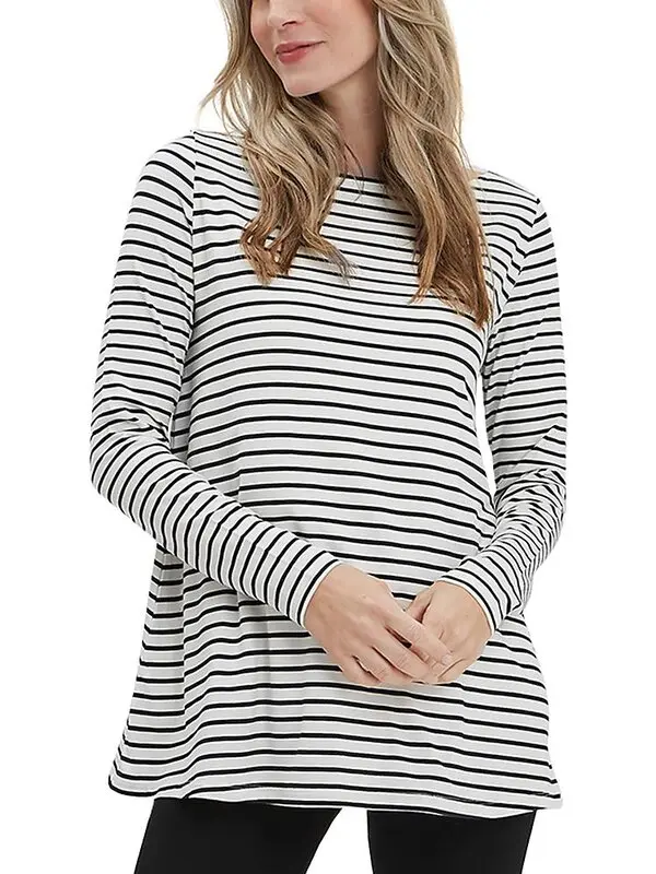 NOM MATERNITY Boat Neck Tee - Navy