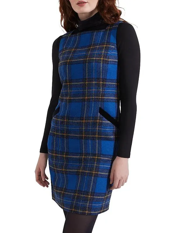 HOBBS LONDON Maven Plaid Wool Dress - Blue Multi