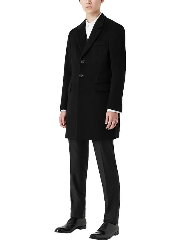 Emporio Armani Essential Beaver Cashmere Top Coat - Solid Black