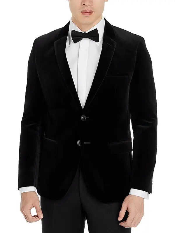 Hugo Arti Velvet Extra Slim Fit Blazer - Black