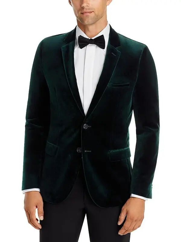 Hugo Arti Velvet Extra Slim Fit Blazer - Dark Green