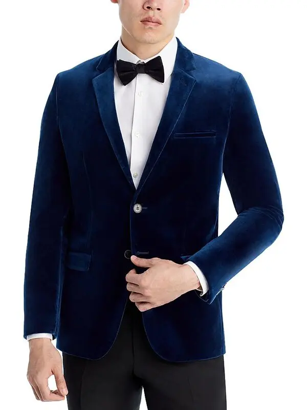 Hugo Arti Velvet Extra Slim Fit Blazer - Navy