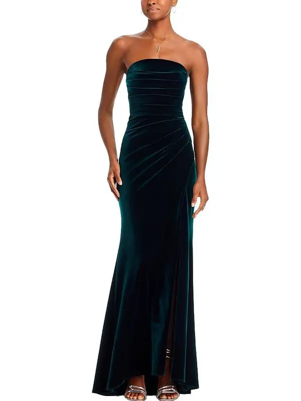 Aqua Velvet Strapless Gown Exclusive - Hunter