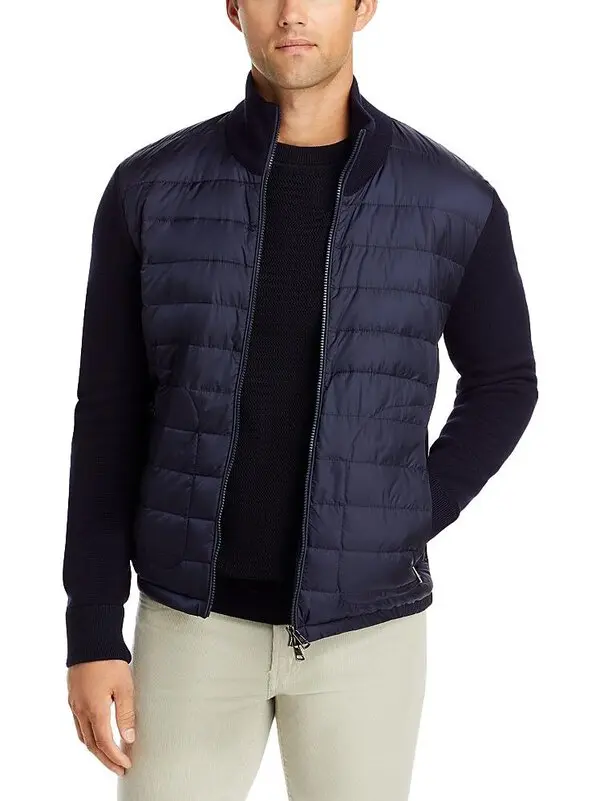 Moncler Stand Collar Quilted Cardigan - Navy