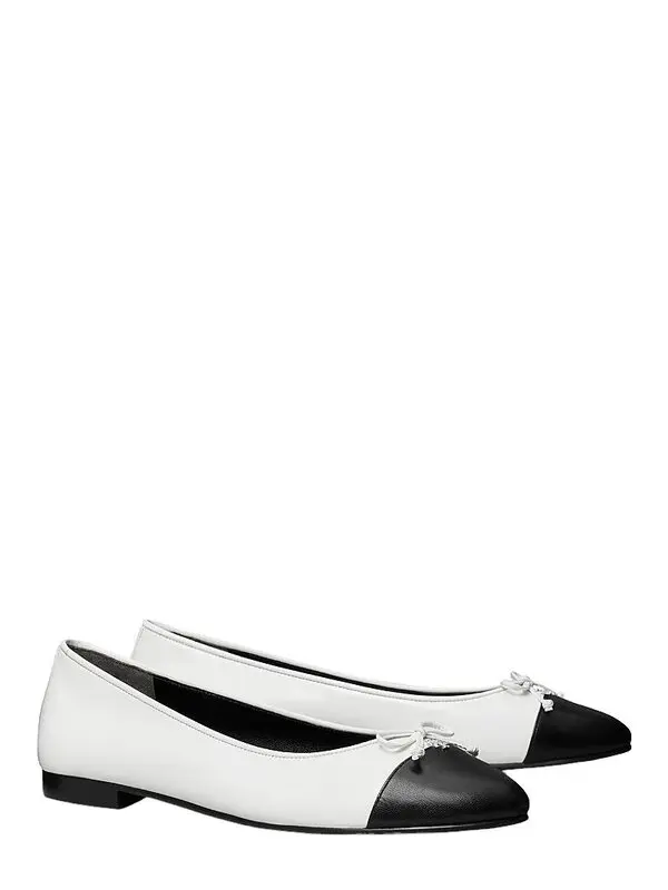 Tory Burch Bow Logo Ballet Flats - Cloud/perfect Black
