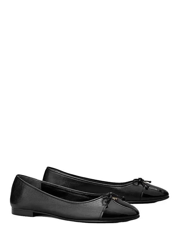 Tory Burch Bow Logo Ballet Flats - Perfect Black