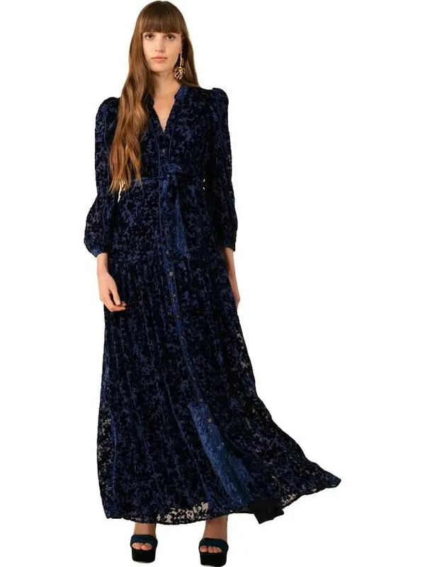 Hale Bob Heloise Velvet Burnout Maxi Dress - Black