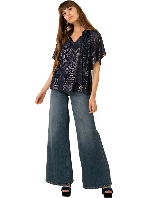 Hale Bob Roxane Neck Tie Top - Black