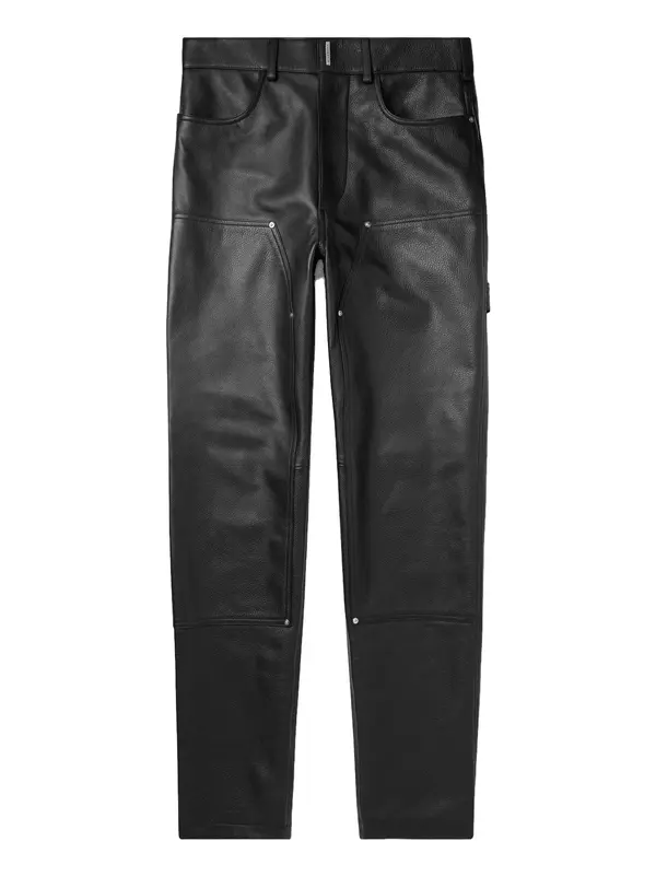 Givenchy Straight-leg Full-grain Leather Trousers - Black