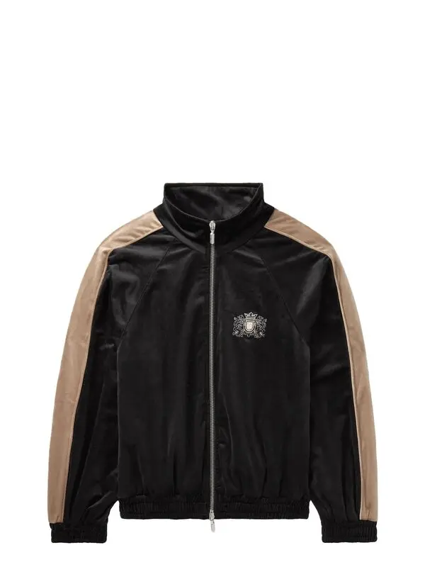 Rhude Logo-embroidered Striped Velour Track Jacket - Black