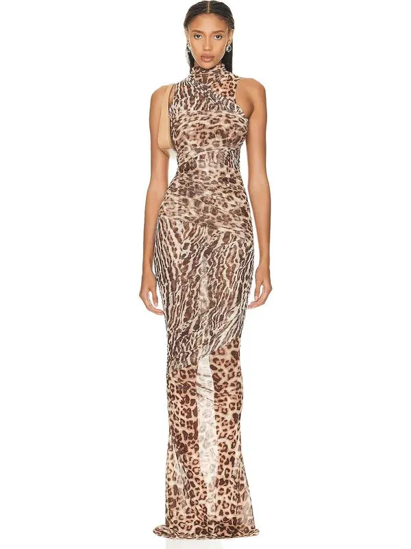 SEROYA Ronnie Dress - Tan Leopard
